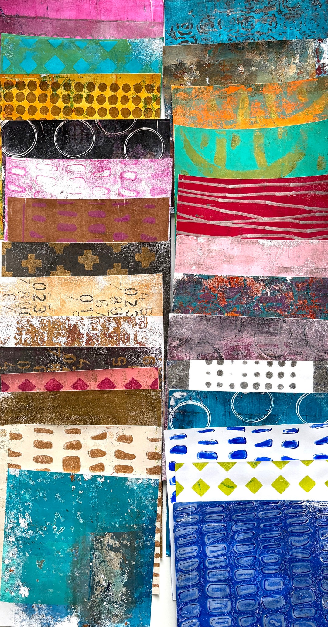 Hand Painted Collage Papers, Mixed Media Collage Paper, Ephemera ...