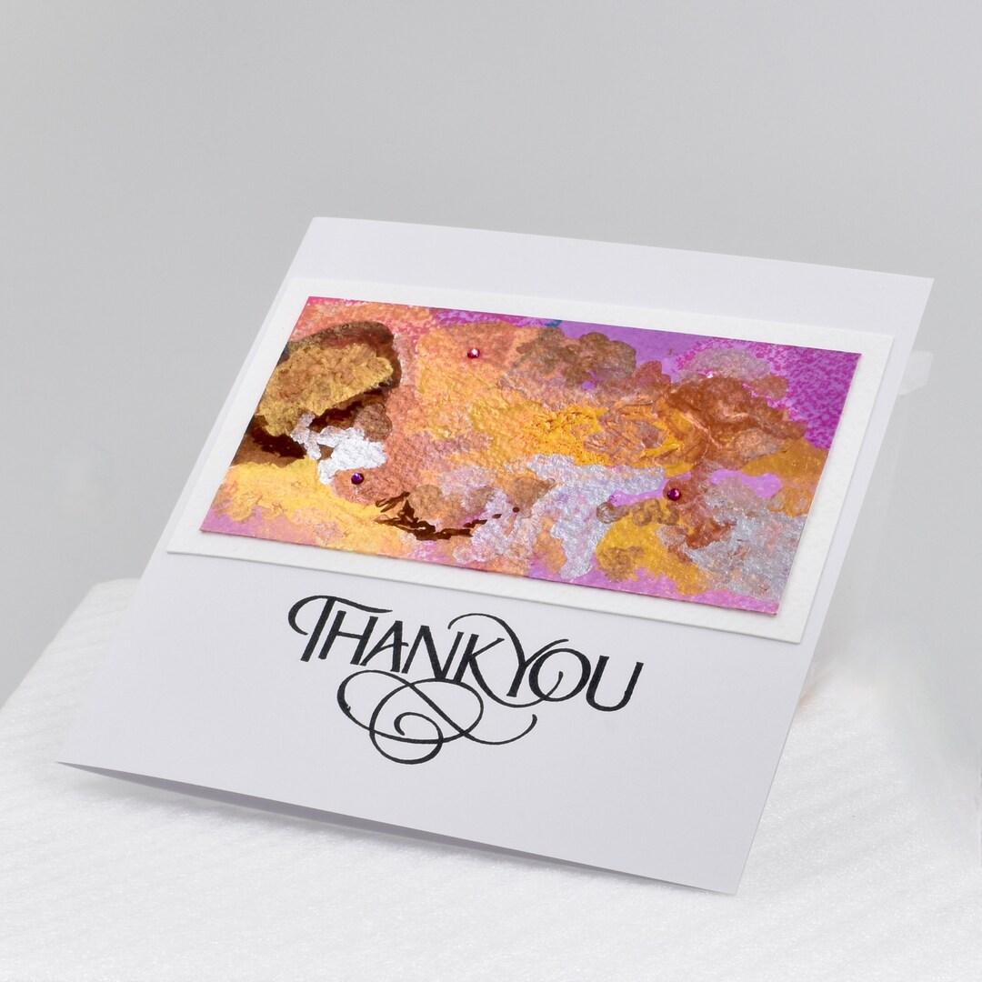 Hand Painted Thank You Card, One of a Kind Card, Mini Painting, Thank ...