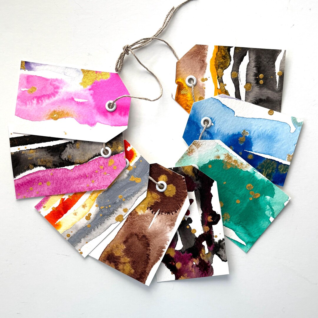 Hand Painted Gift Tags, Handmade Gift Tags, Set of 8, Unique Gift Tags ...