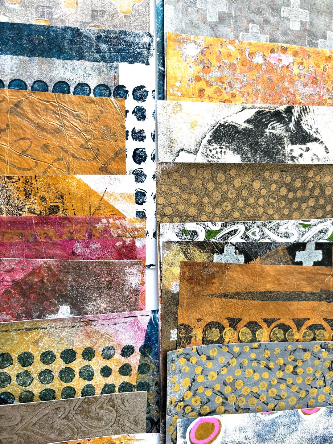 Hand Painted Collage Papers, Mixed Media Collage Paper Pack, Ephemera ...