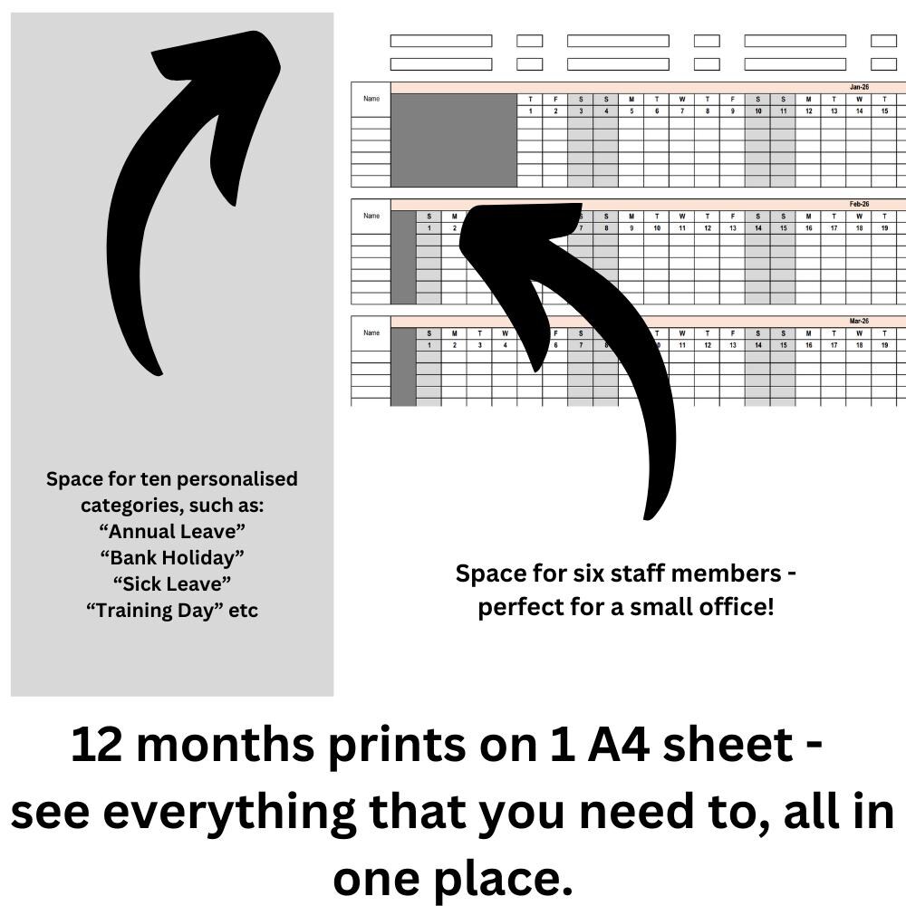 2026 Minimalist 6-person Planner: A4 Printable Staff Rota (PDF) - Etsy UK