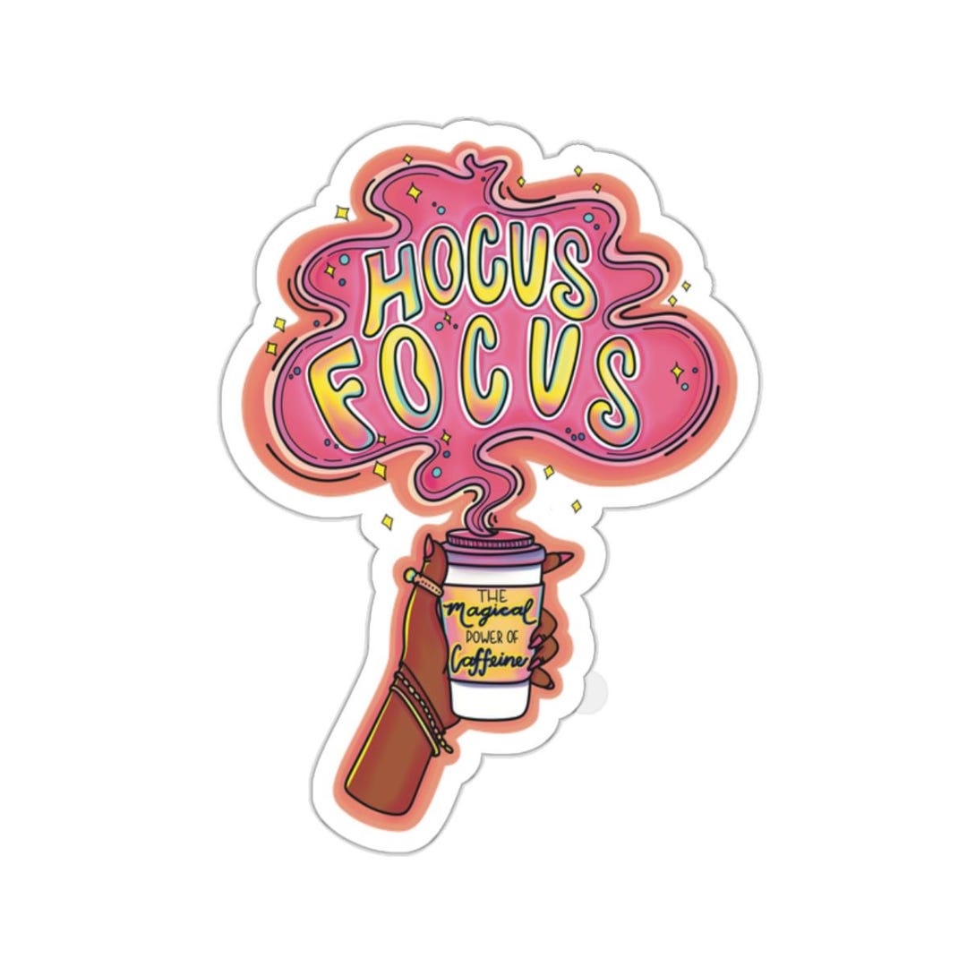 Hocus Focus Sticker, Cute Coffee Girl Kiss-cut Decal, for Laptops and ...