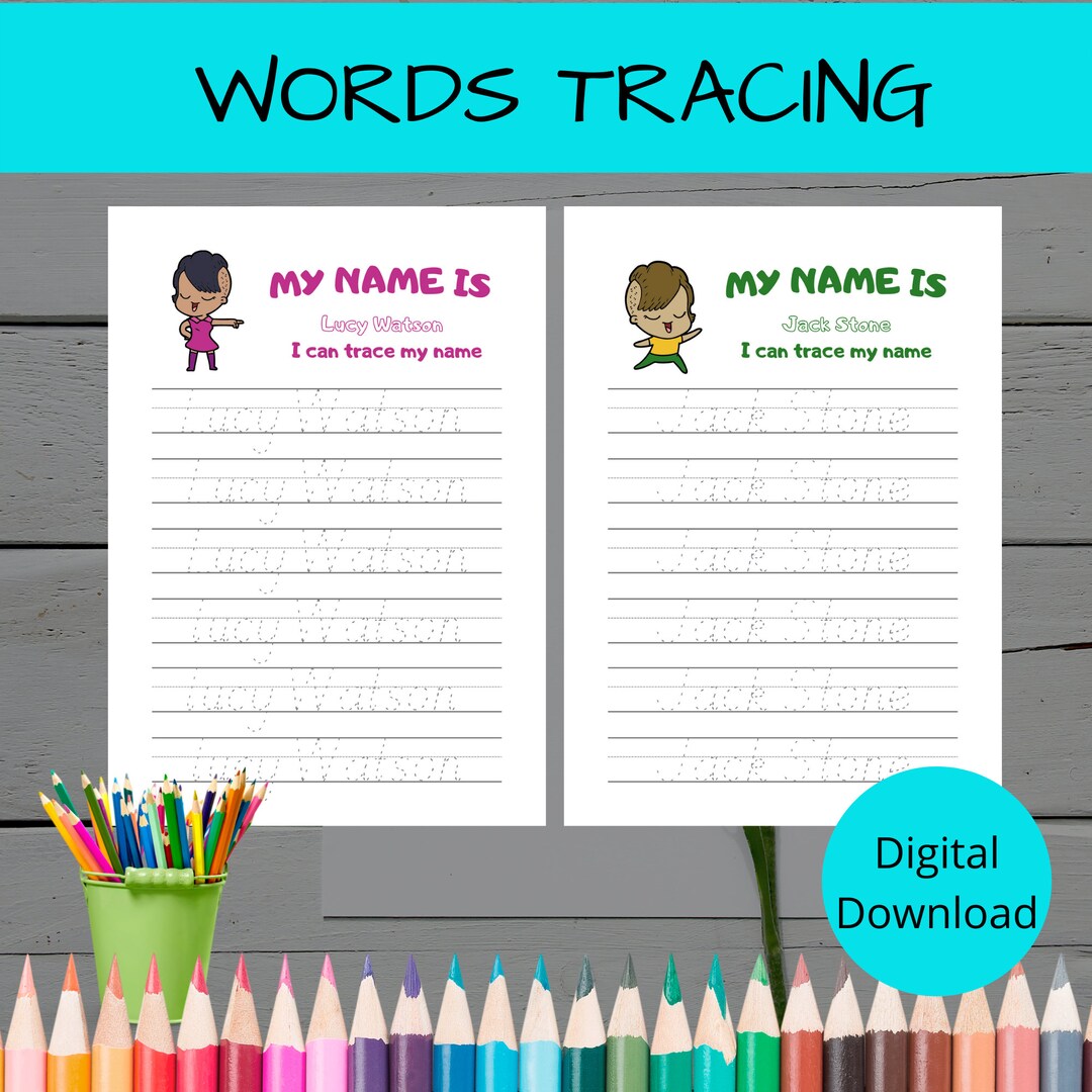 Trace & Learn: Words Tracing Coloring Pages Letter Tracing Worksheets ...