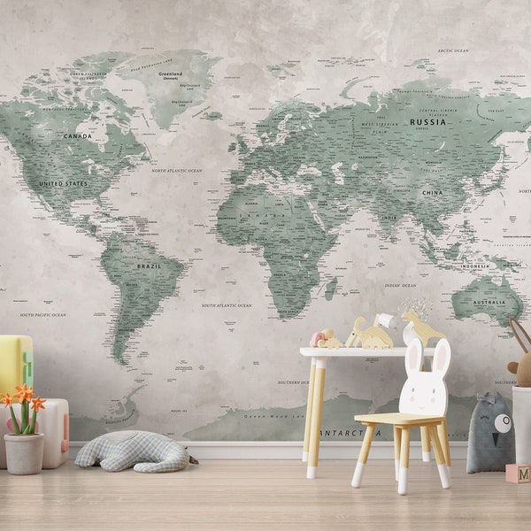 Peel and Stick Map Kids Room - Etsy