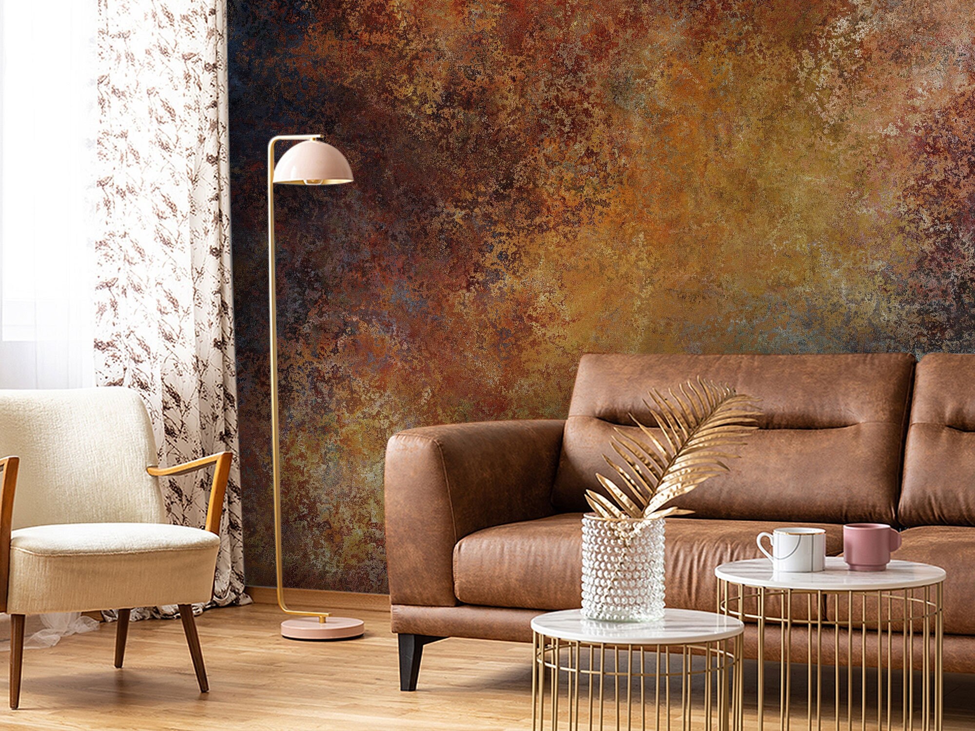 Rusty Copper Metal Wallpaper Peel and Stick Industrial Distress Wall ...