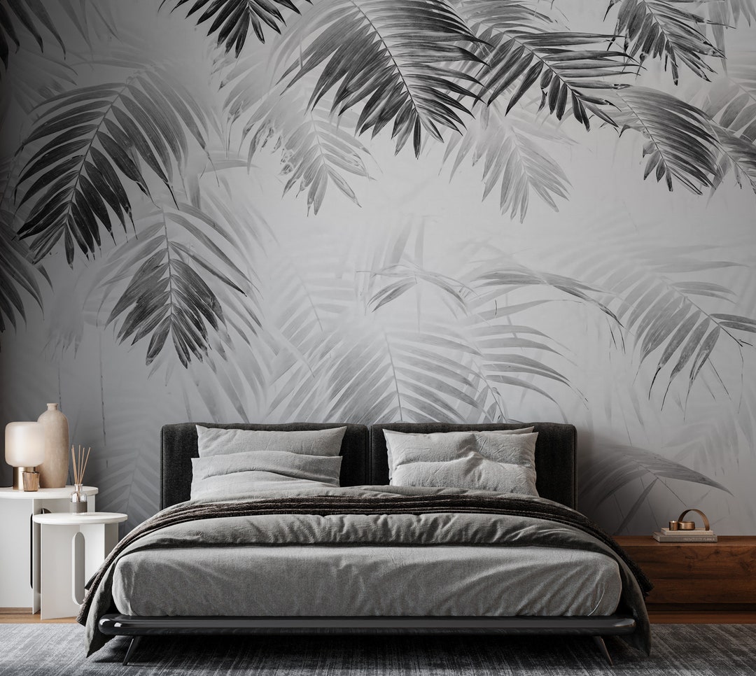 Black and White Tropical Wallpaper: Minimalist Jungle Peel and Stick ...