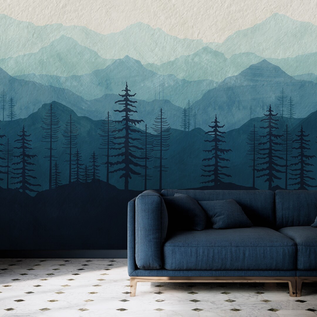 Forest Wallpaper, Landscape Wall Mural, Dark Trees Wall Mural Peel and ...
