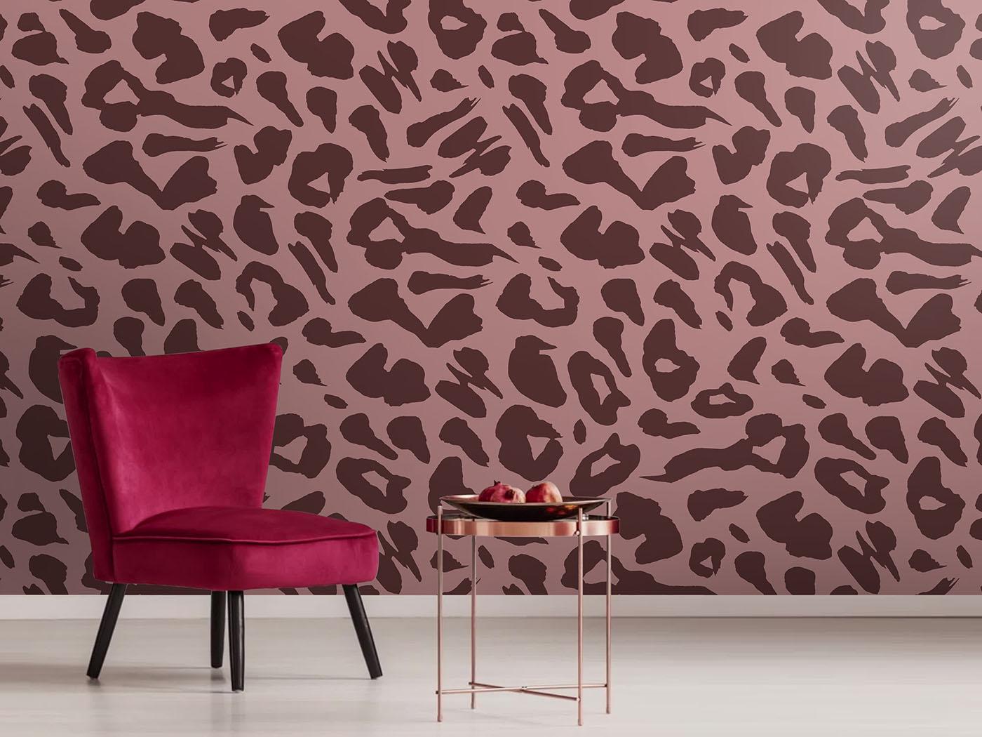 Burgundy Leopard Print Wallpaper: Bold Animal Pattern, Peel and Stick ...