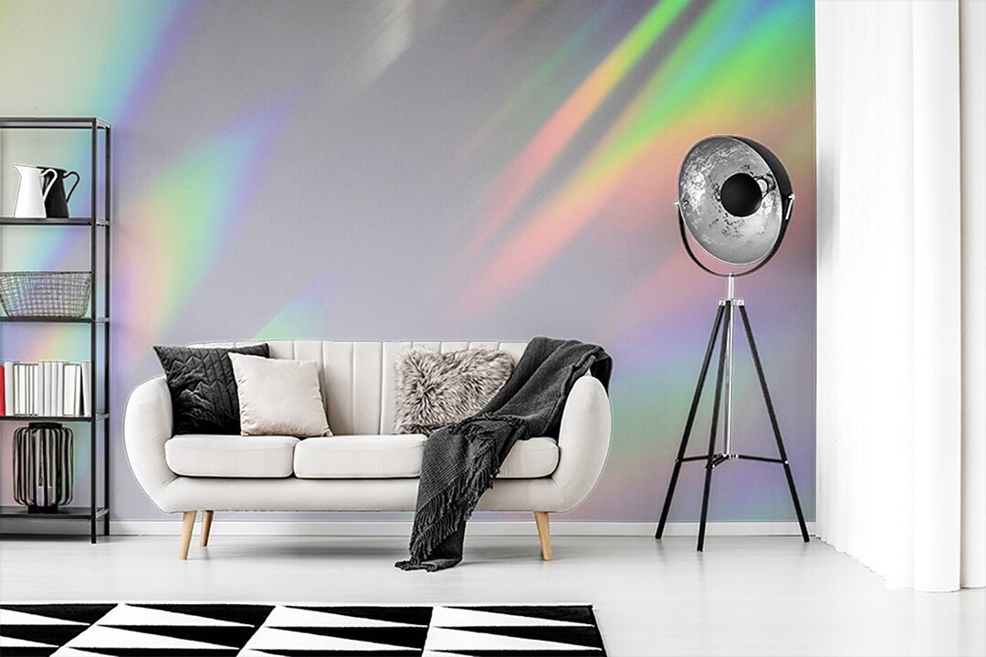 Rainbow Light Refraction Wallpaper: Peel and Stick Wall Mural - Etsy