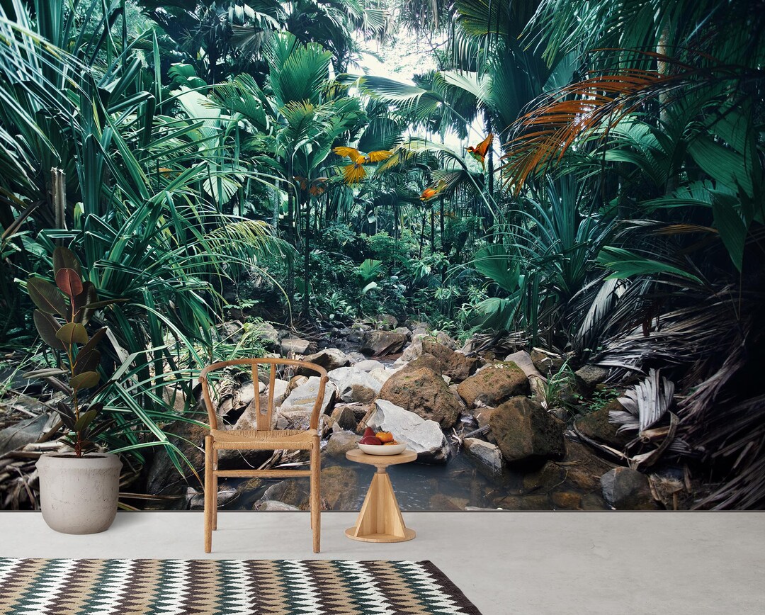Rainforest Wallpaper Tropical Wall Mural Palm Tree Tropical - Etsy