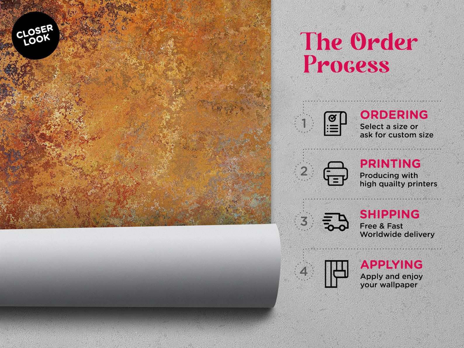 Rusty Copper Metal Wallpaper Peel and Stick Industrial Distress Wall ...