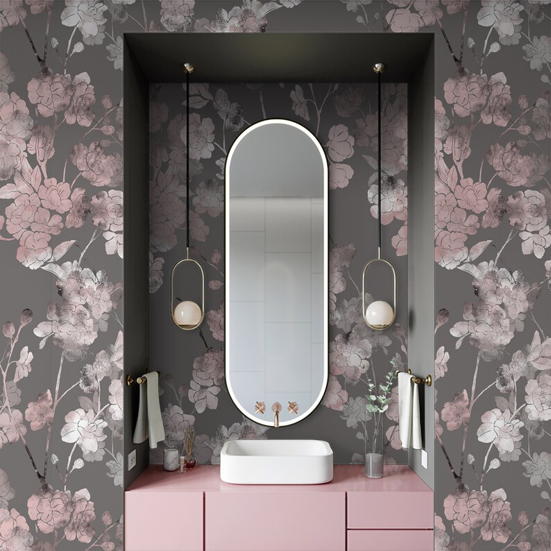 Sakura Blossom Wallpaper: Floral Peel and Stick Wall Mural - Etsy