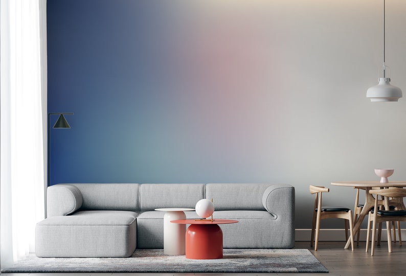 Color Gradient Wallpaper Blue Pink Gray Ombre Peel and - Etsy