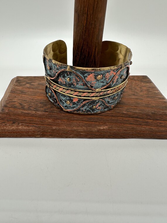 1990’s mixed metal art cuff bracelet from art studio - Gem