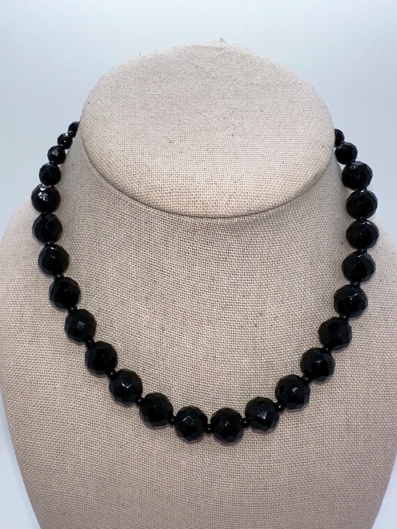 Vintage 1950’s West Germany black crystal beaded neck… - Gem