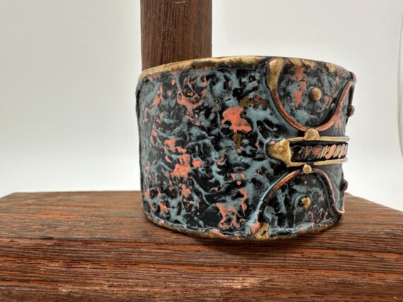 1990’s mixed metal art cuff bracelet from art studio - Gem