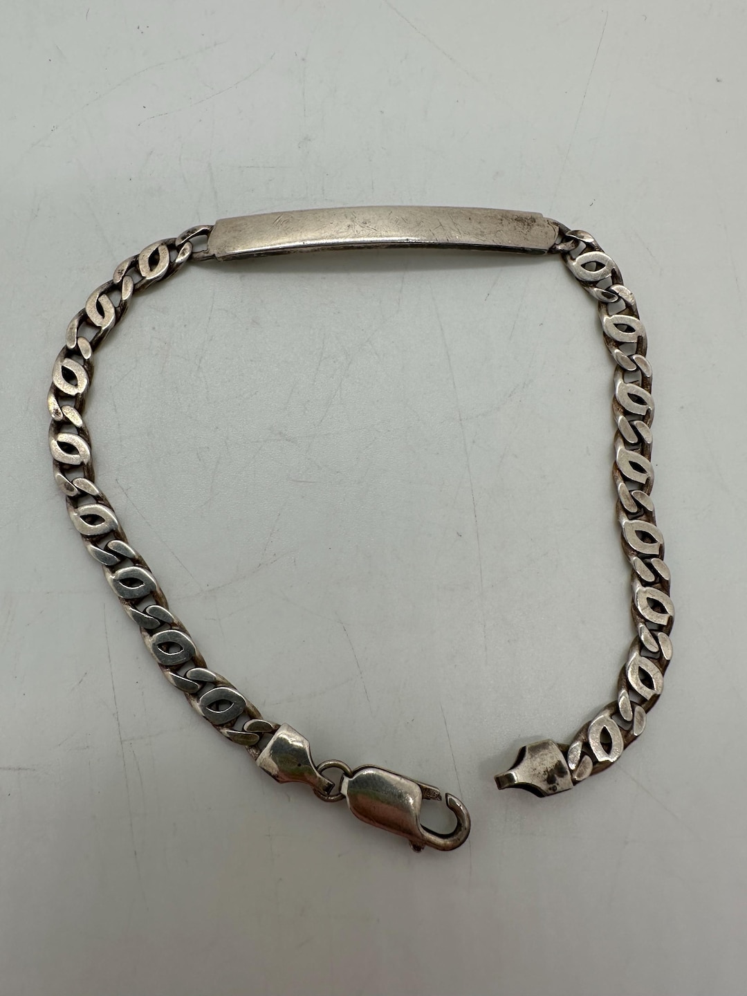 Vintage Italy Sterling Silver Chain Link Plate Bracelet - Etsy
