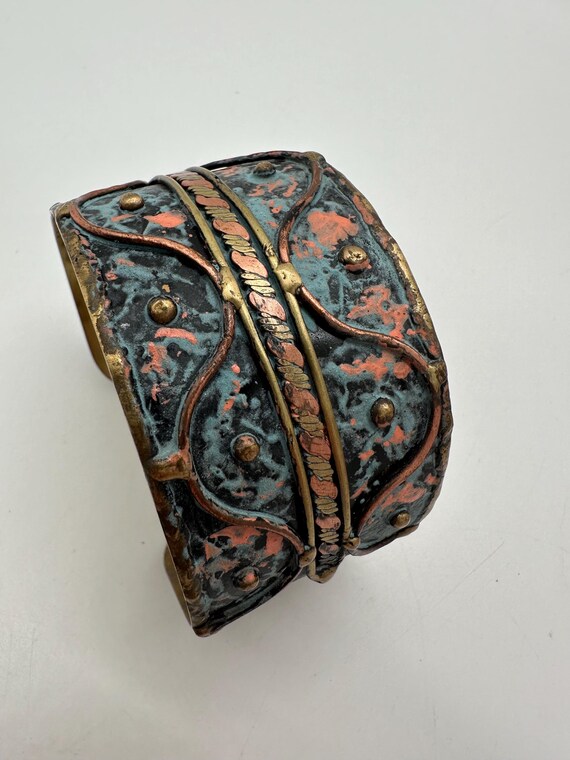 1990’s mixed metal art cuff bracelet from art studio - Gem