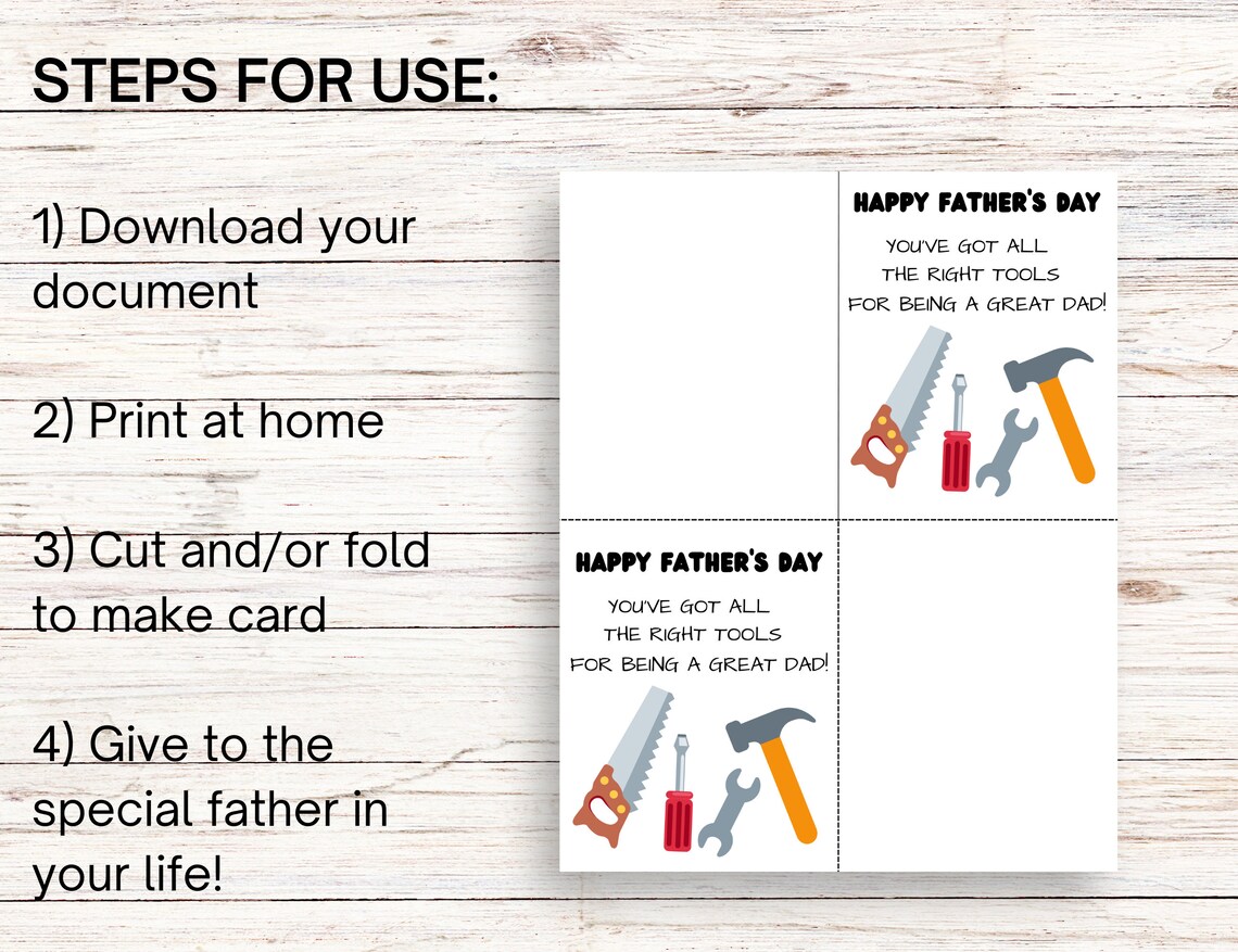 Father's Day Printable Tools Card, Instant Download, You've Got All the ...