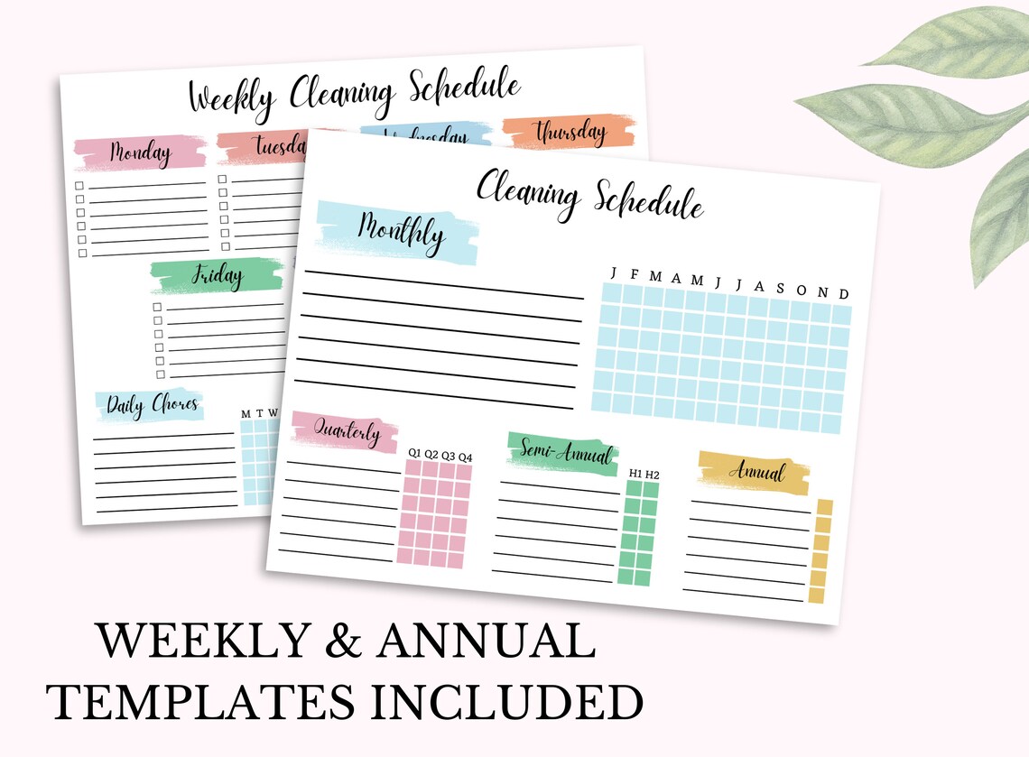 EDITABLE Cleaning Planner, Weekly Cleaning Schedule, Annual Checklist ...