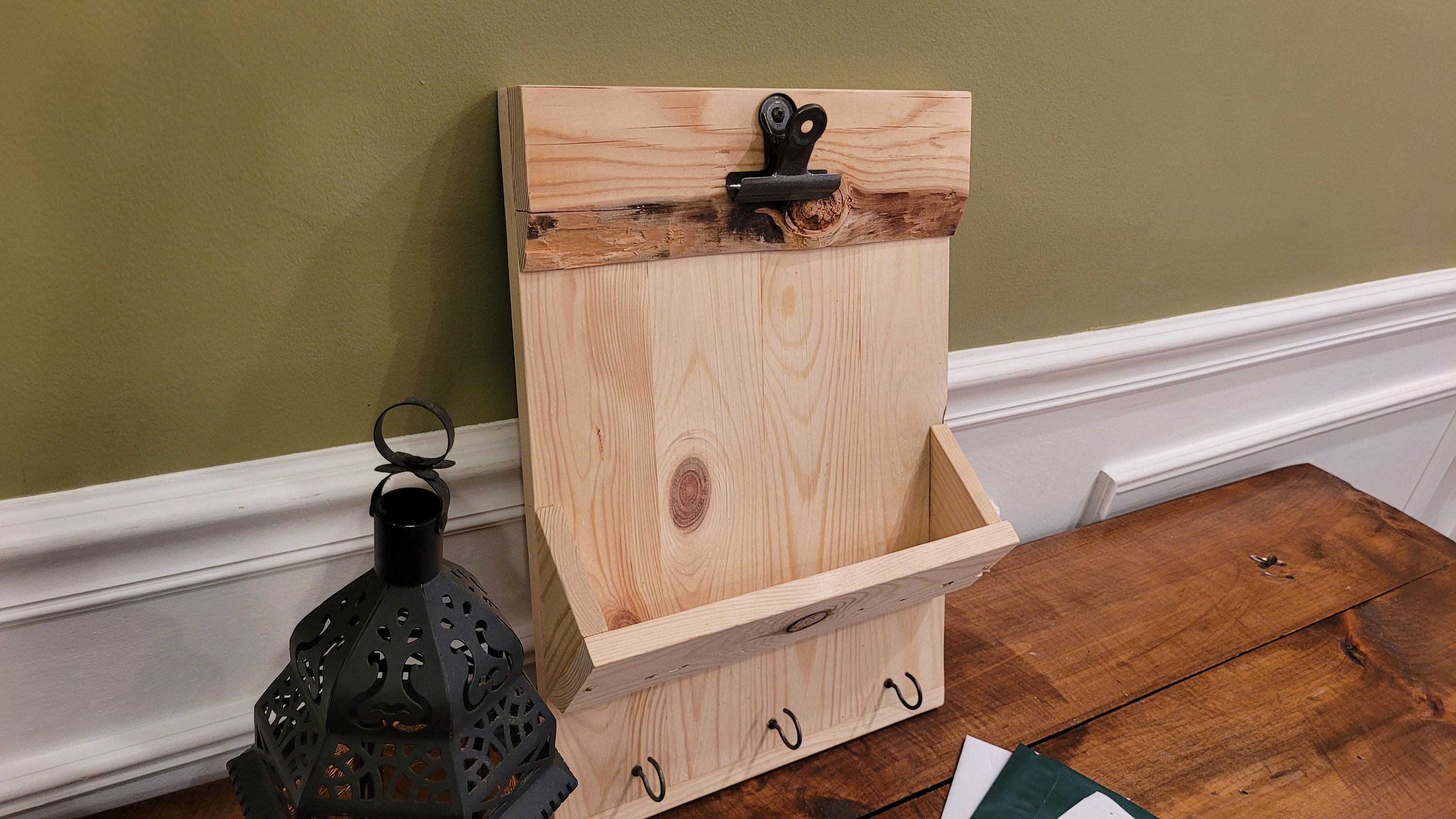 Rustic Live Edge Wood Mail Organizer - Etsy