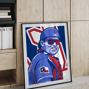 Ivan Pudge Rodriguez Poster Texas Rangers Baseball Illustrated Art ...