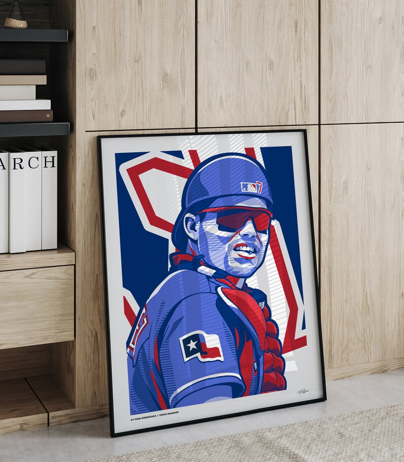 Ivan Pudge Rodriguez Poster Texas Rangers Baseball Illustrated - Etsy