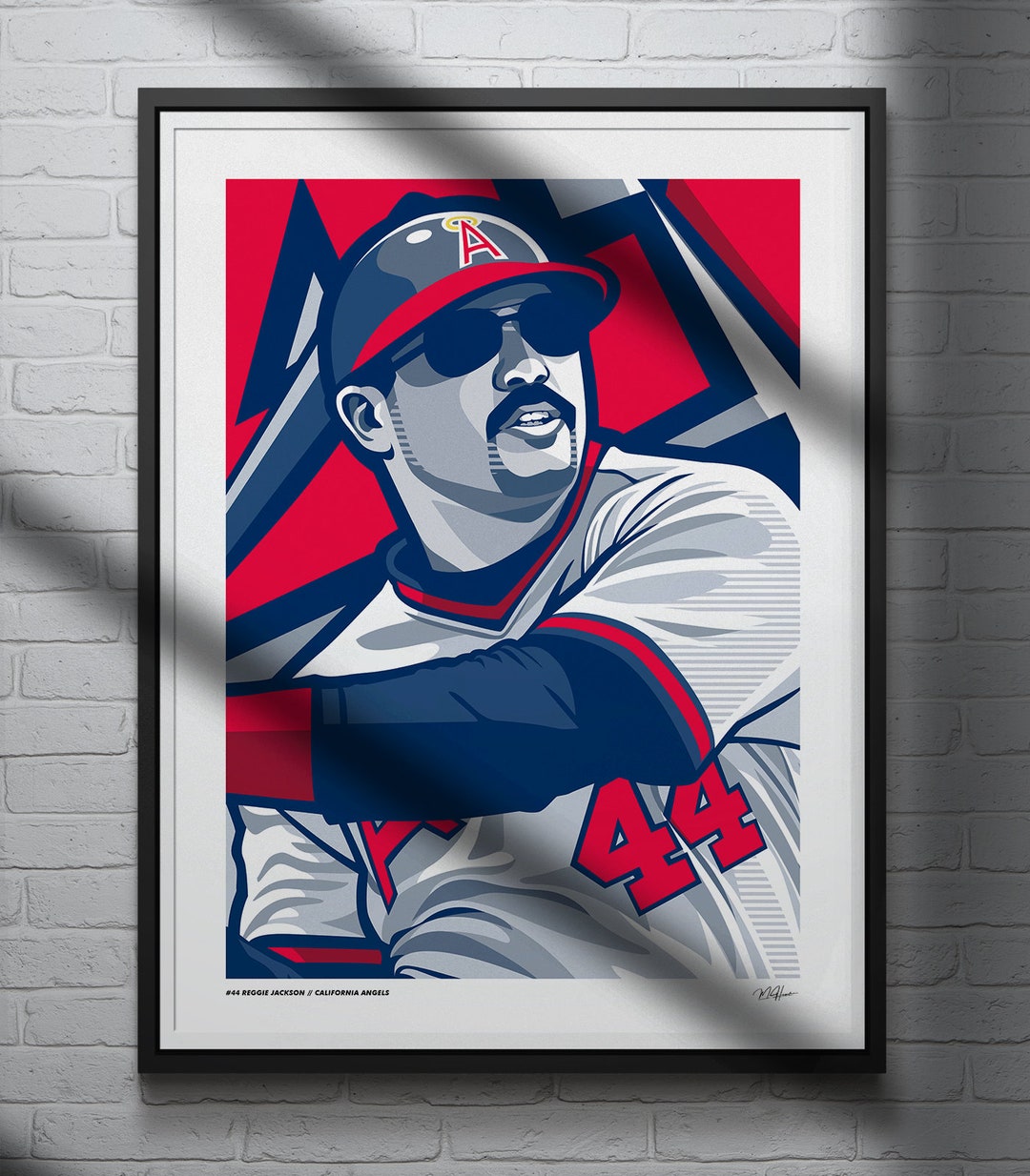 Reggie Jackson Poster California Angels Baseball Illustrated Art Print ...