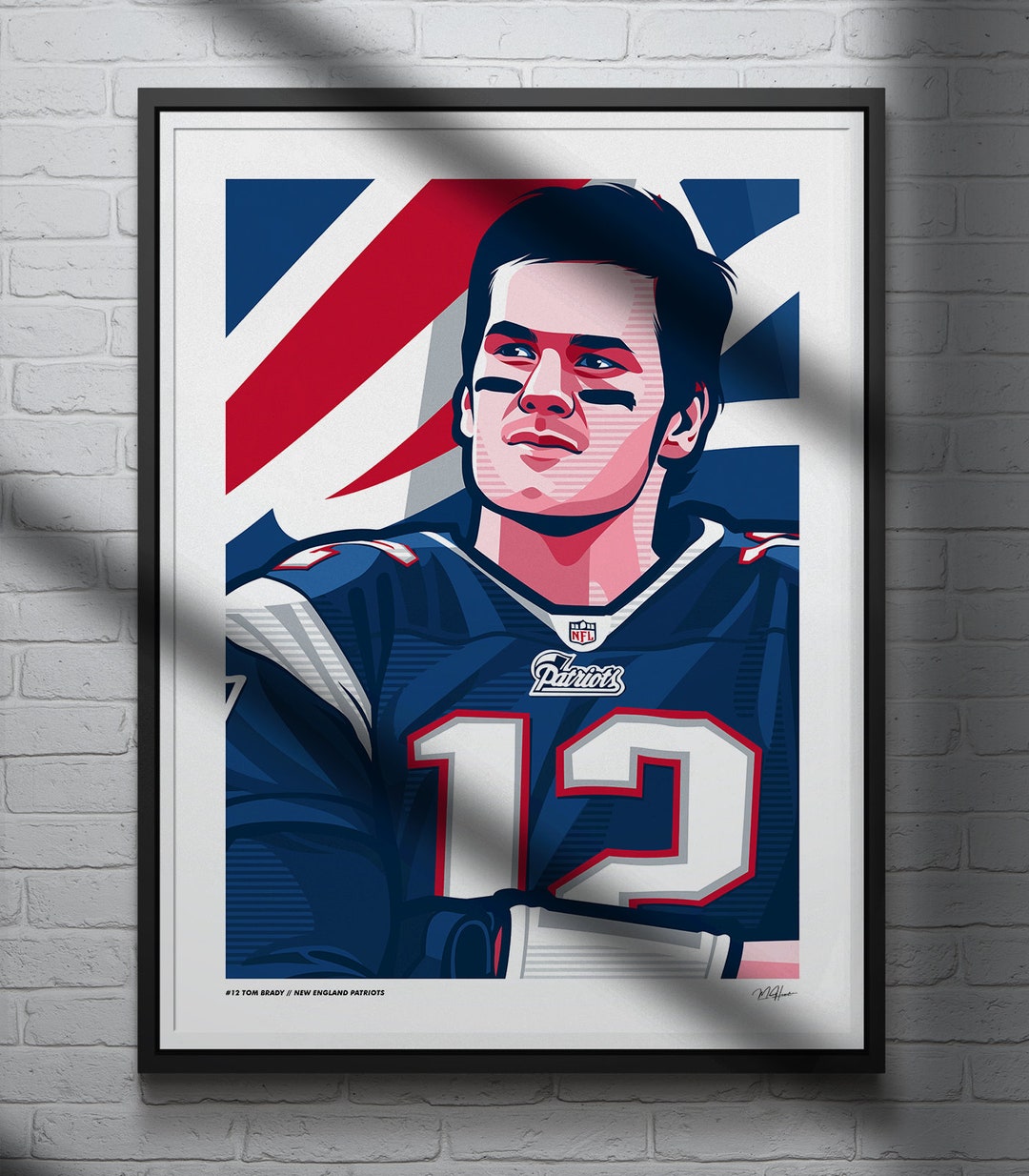 Tom Brady Poster V2 New England Patriots Football Illustrated Art Print ...