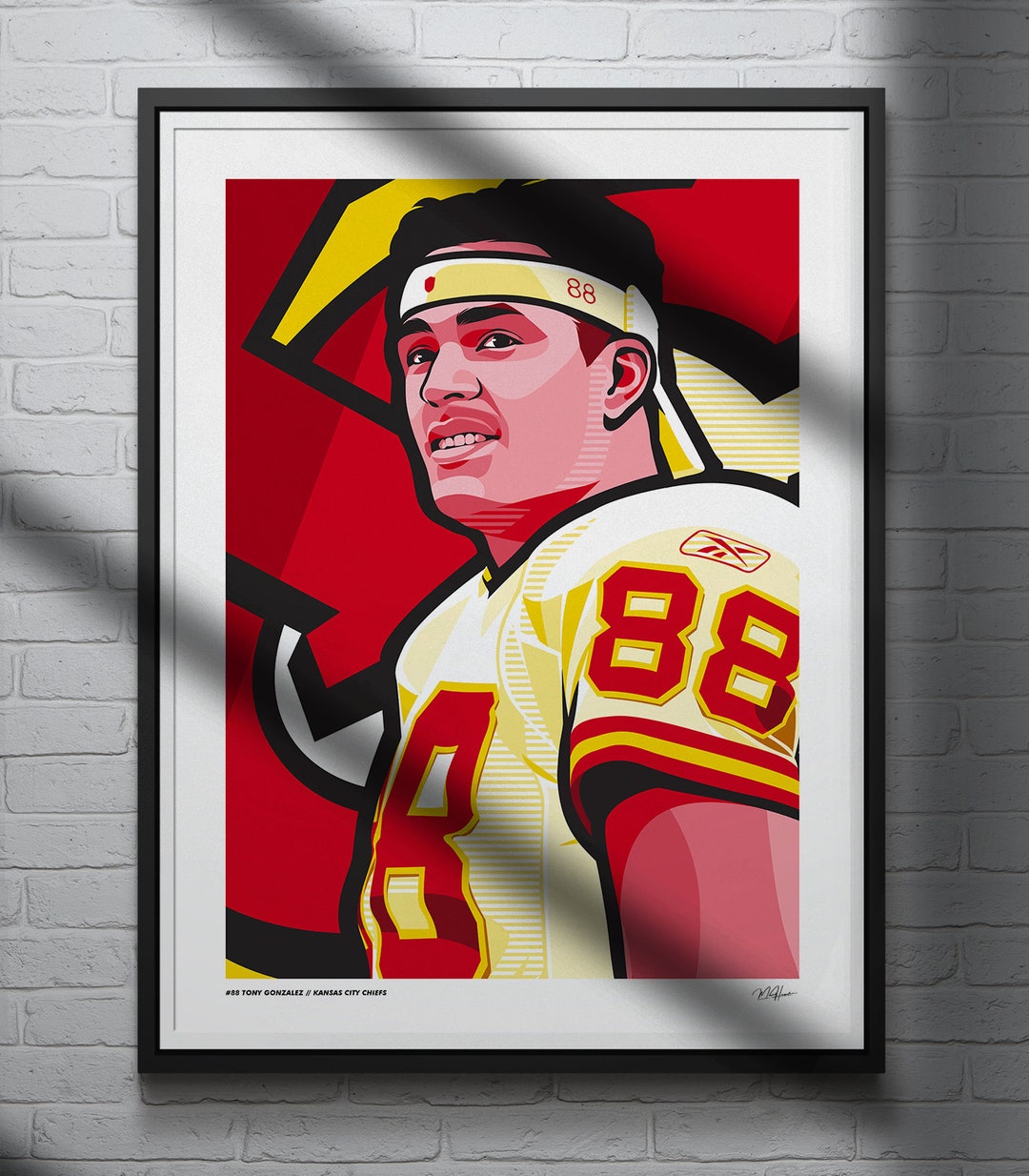 Tony Gonzalez Poster Kansas City Chiefs Football Illustrated Art Print ...