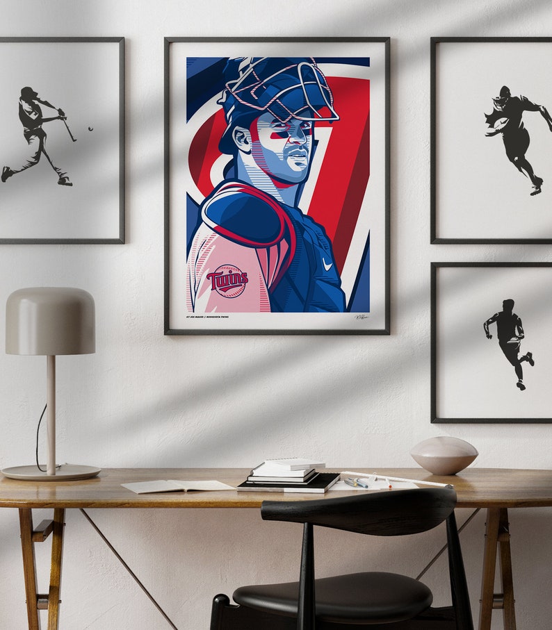 Joe Mauer Poster Minnesota Twins Baseball Illustrated Art Print - Etsy