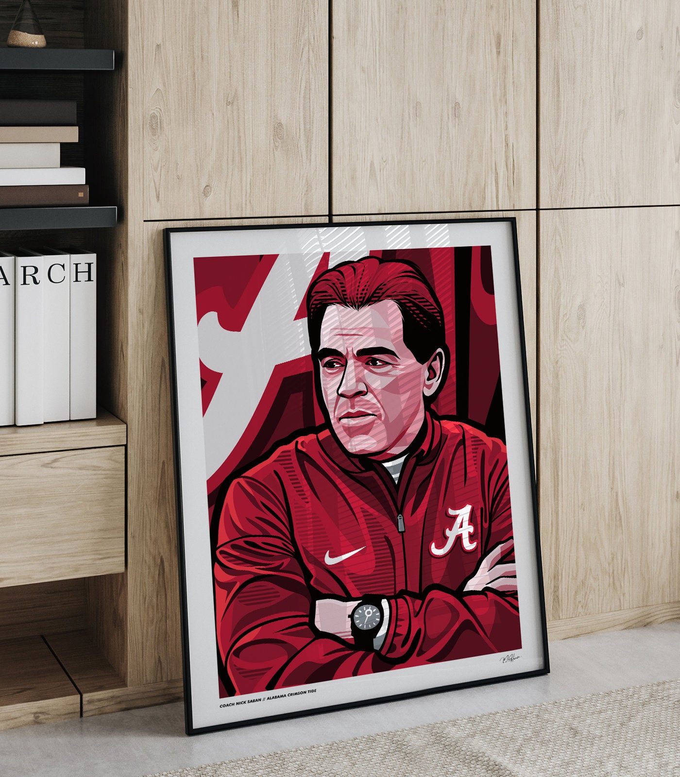 Nick Saban Poster Football Illustrated Art Print, Coach Nick Saban Fans ...