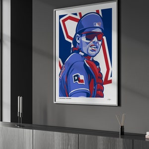 Ivan Pudge Rodriguez Poster Texas Rangers Baseball Illustrated Art ...