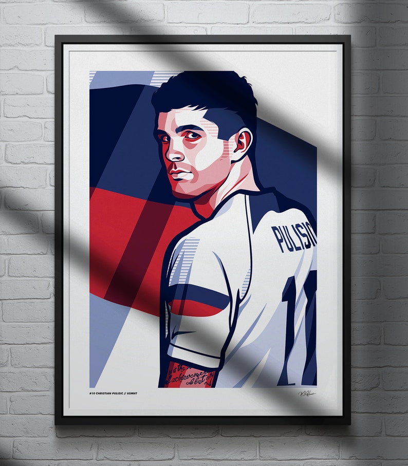 Christian Pulisic Poster USMNT Soccer Illustrated Art Print - Etsy