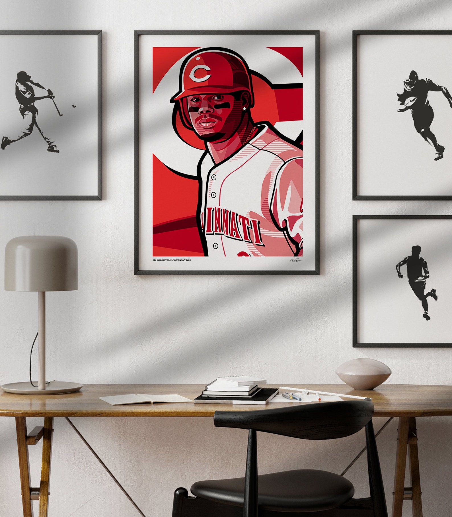 Ken Griffey Jr Poster Cincinnati Reds Baseball Illustrated Art - Etsy