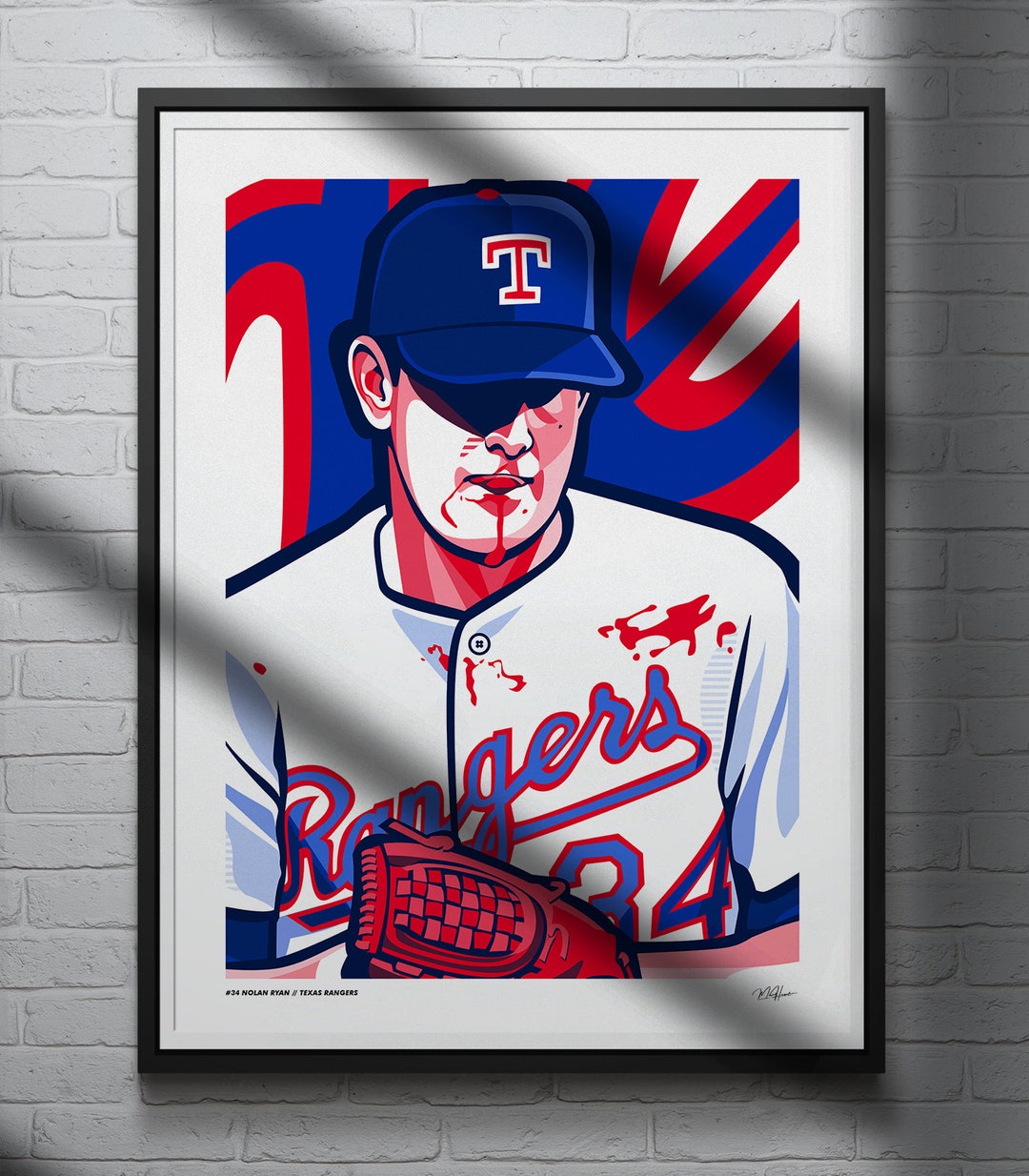 Nolan Ryan Poster V2 Texas Rangers Baseball Illustrated Art - Etsy
