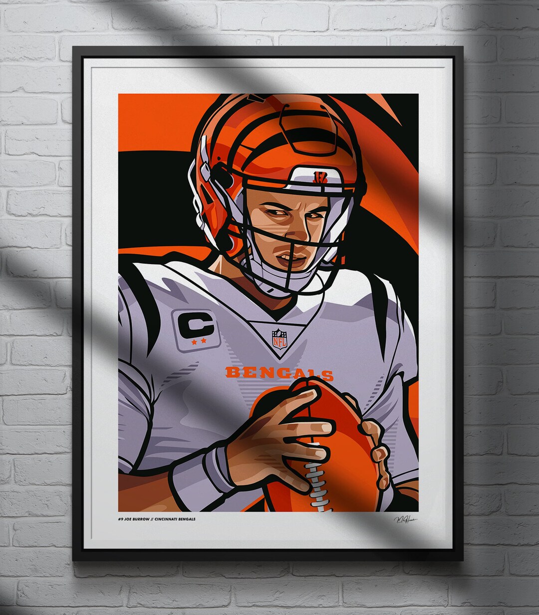 Joe Burrow Poster Cincinnati Bengals Football Illustrated Art Print - Etsy