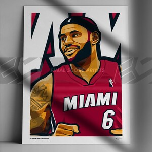 Lebron James Poster Miami Heat Basketball Art Print - Etsy