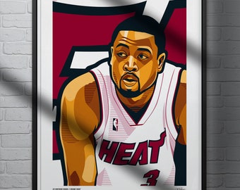 Miami Heat Dwyane Wade Portrait Sports Print Art 11x17 - Etsy