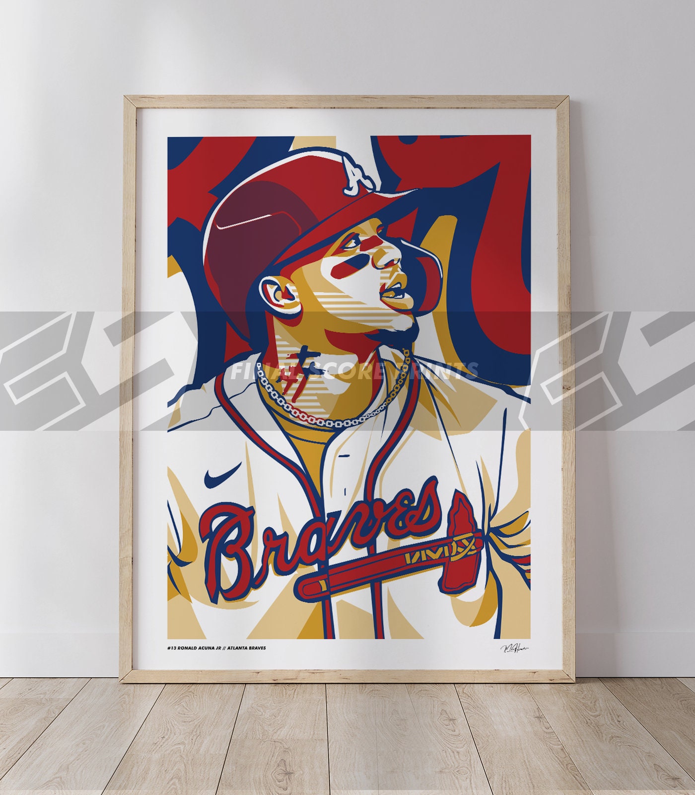 Ronald Acuna Jr Poster Atlanta Braves Baseball Illustrated Art Print - Etsy