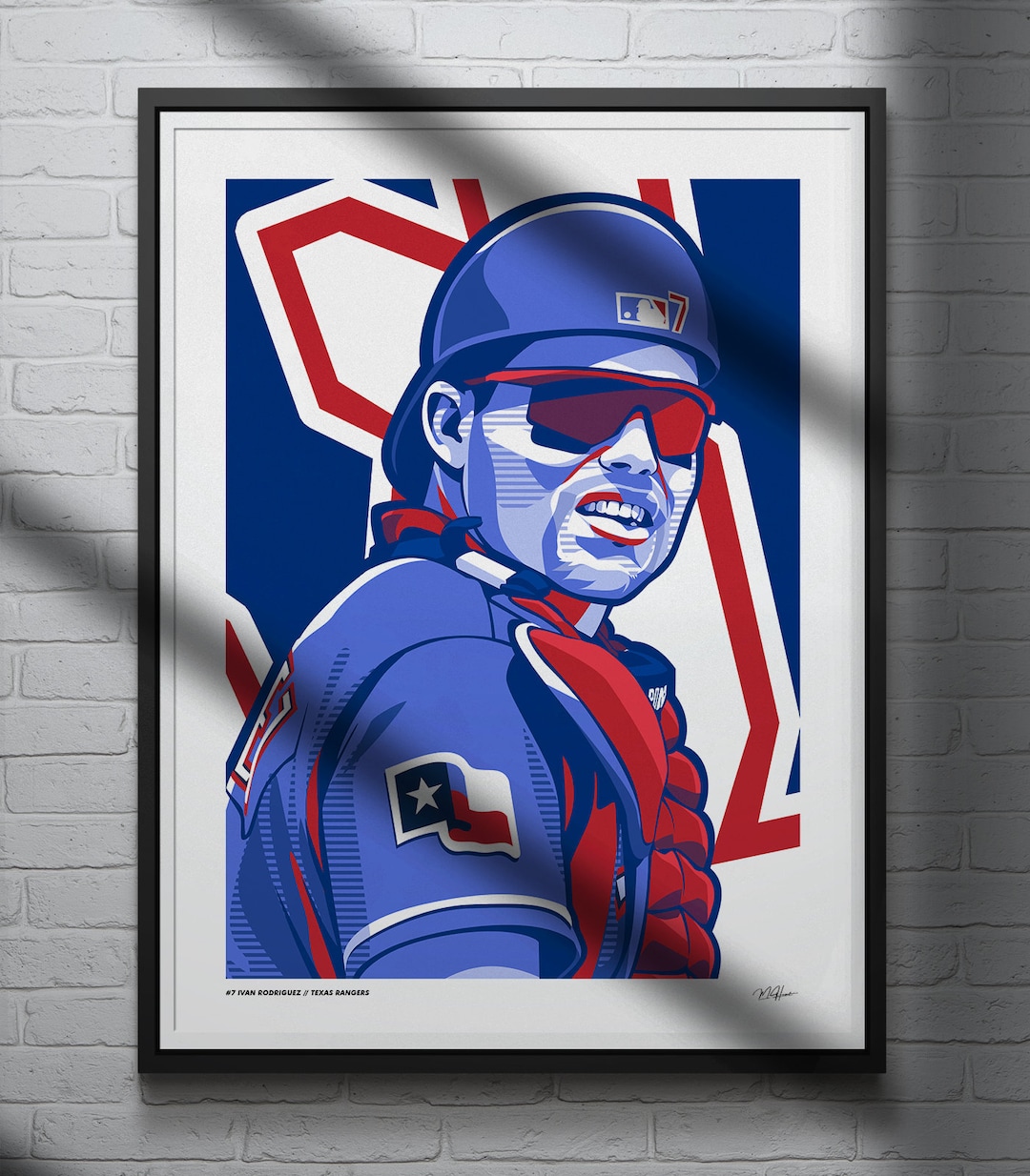 Ivan Pudge Rodriguez Poster Texas Rangers Baseball Illustrated Art ...