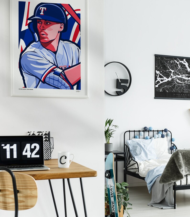 Evan Carter Poster Texas Rangers Baseball Illustrated Art - Etsy