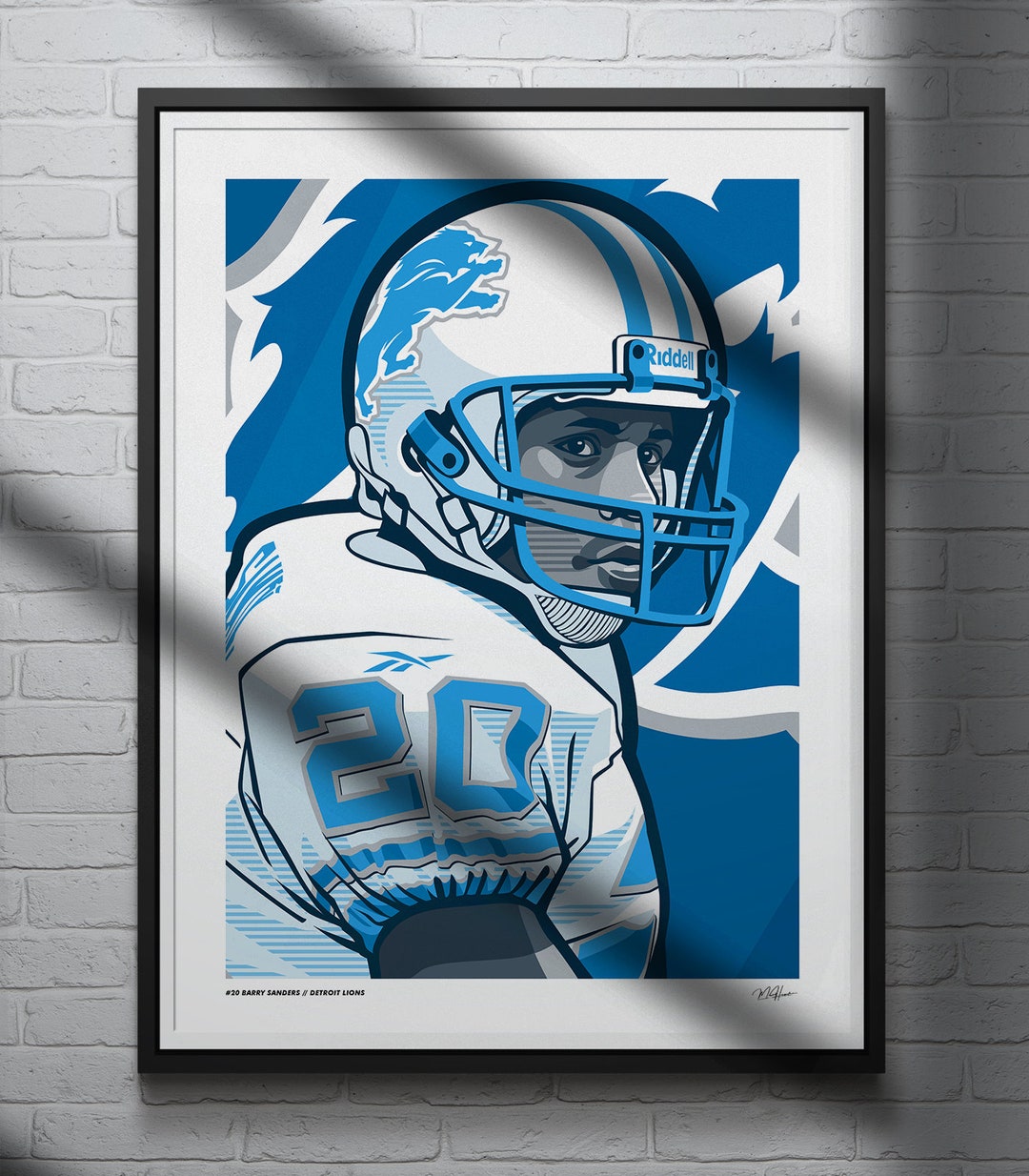 Barry Sanders Poster Detroit Lions Football Illustrated Art Print - Etsy
