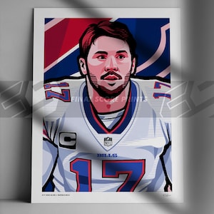 Josh Allen Poster Buffalo Bills Football Illustrated Art Print - Etsy