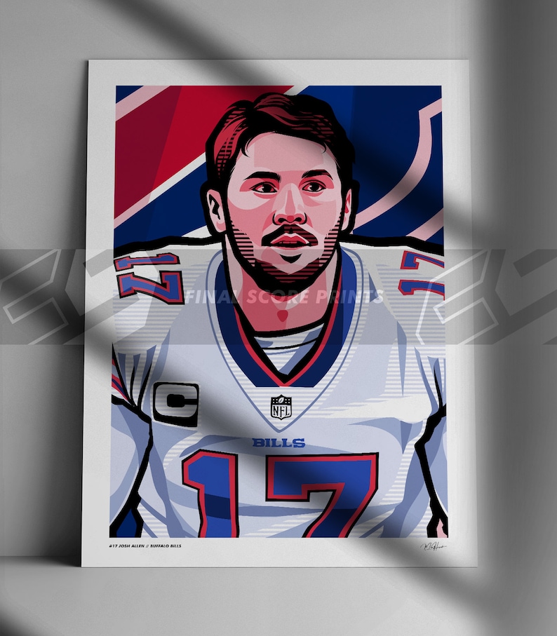 Josh Allen Poster Buffalo Bills Football Illustrated Art Print - Etsy