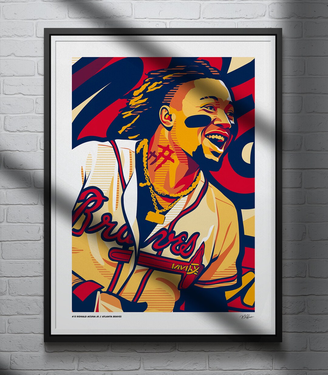 Ronald Acuna Jr Poster V2 Atlanta Braves Baseball Illustrated Art Print ...