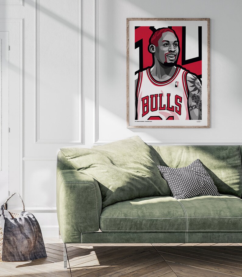 Dennis Rodman Poster Chicago Bulls Basketball Art Print - Etsy