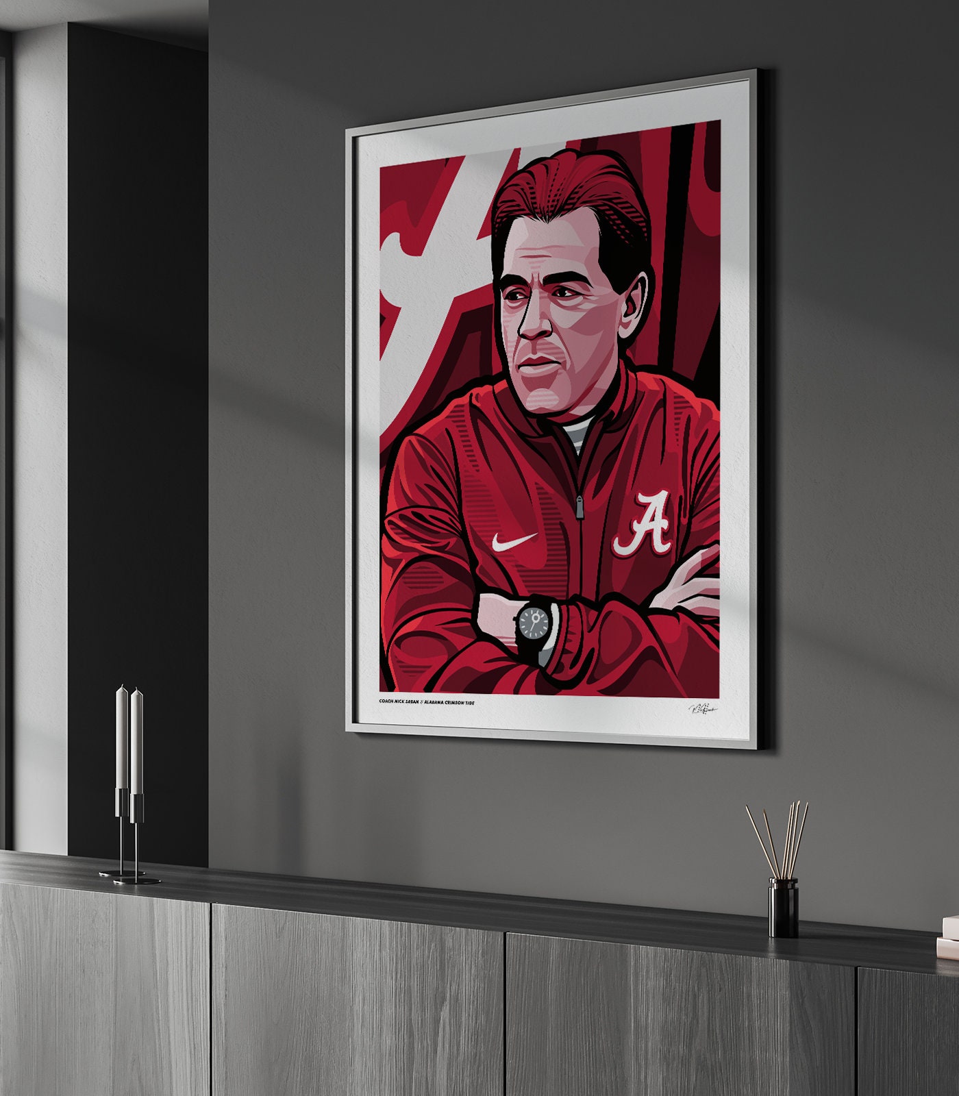 Nick Saban Poster Football Illustrated Art Print, Coach Nick Saban Fans ...