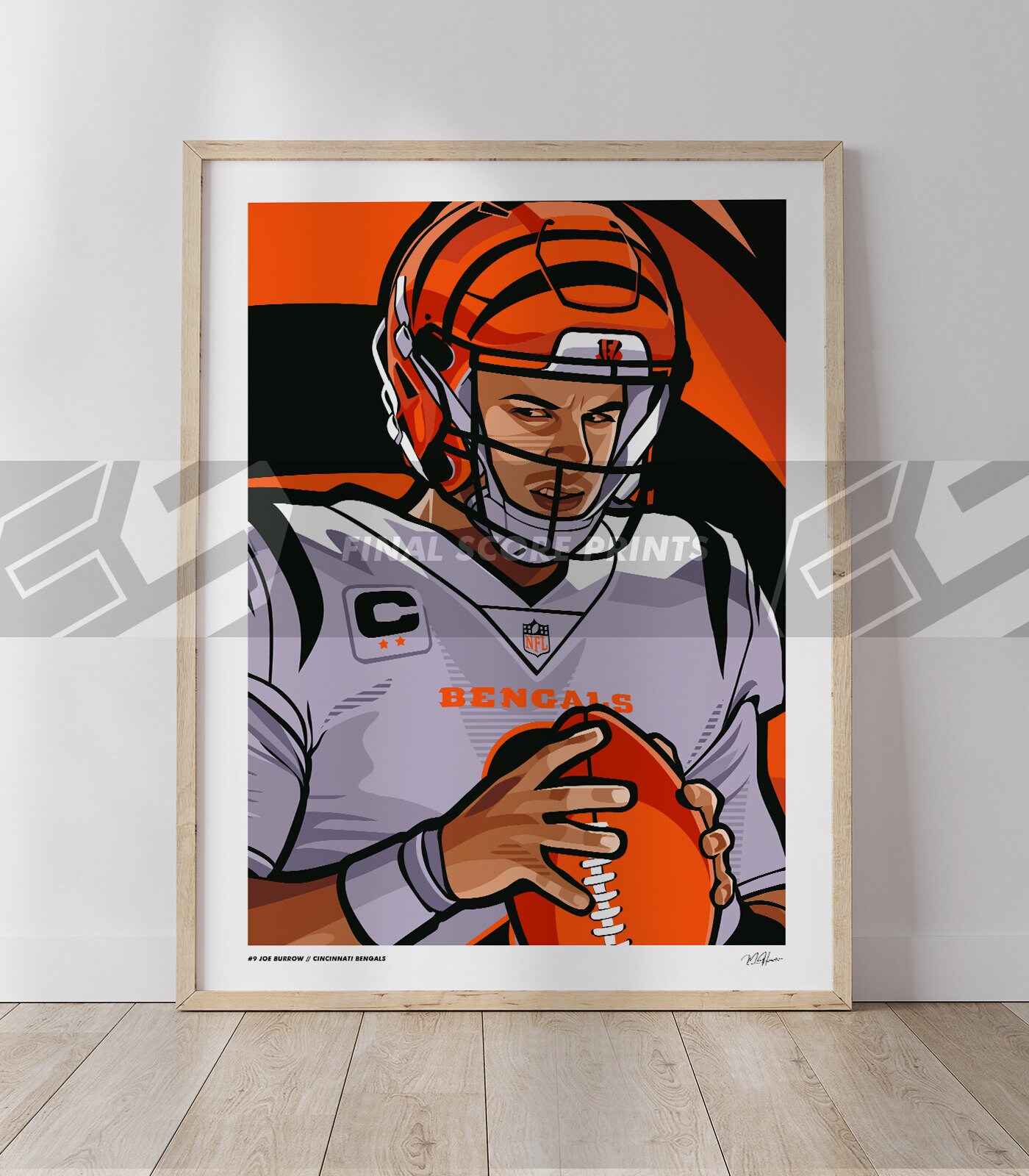 Joe Burrow Poster Cincinnati Bengals Football Illustrated Art Print - Etsy