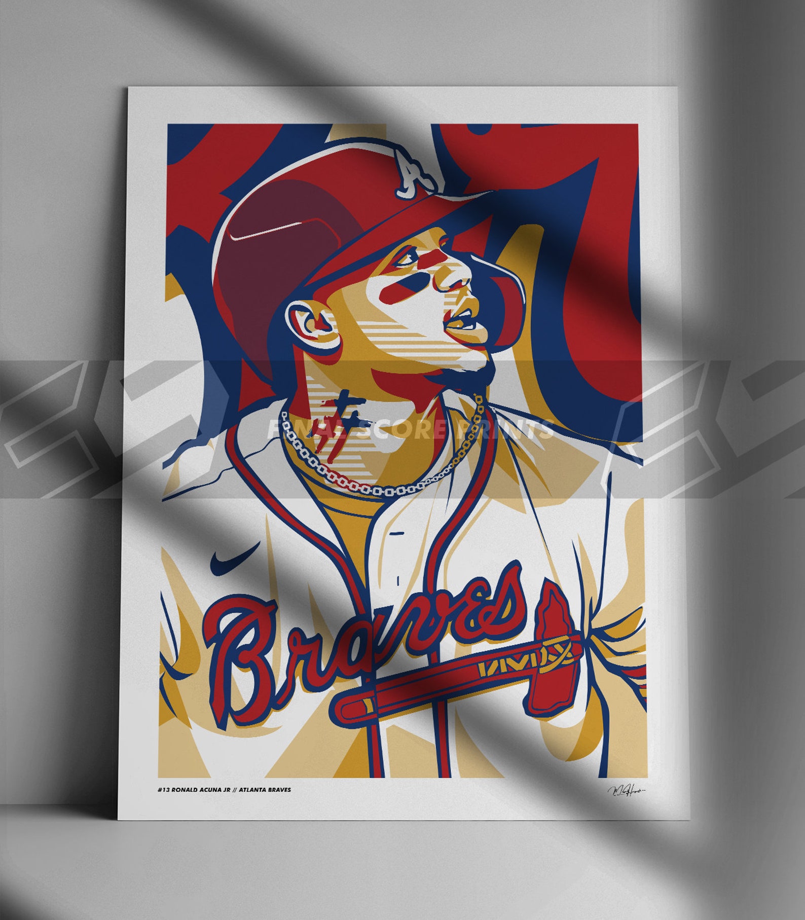 Ronald Acuna Jr Poster Atlanta Braves Baseball Illustrated Art Print - Etsy
